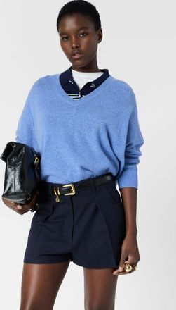 Gerard Darel Pull ample &agrave; col V en cachemire - LENAE - Pervenche