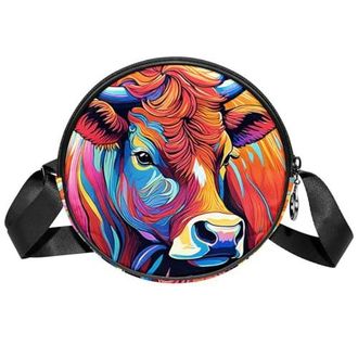 Generic Sac &agrave; bandouli&egrave;re rond pour femme, petit sac &agrave; bandouli&egrave;re avec fermeture &eacute;clair et bretelles r&eacute;glables style d&eacute;contract&eacute; pour femmes et filles