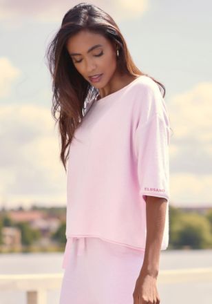 Elbsand 3/4-Arm-Shirt ELBSAND, Damen, Gr. 32/34, rosa, Feinstrick, Obermaterial: 55% Baumwolle, 45% Nylon, unifarben, weit h&uuml;ftlang, U-Boot-Ausschnitt, einges