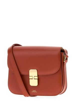 A.P.C. Womens Brick Leather Small Grace Crossbody Bag Rhum Borse A Tracolla