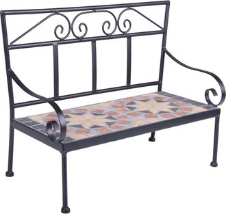 Garden Pleasure Blumenbank Mosaik Pular Stahl Bank Dekobank Garten Terrasse Deko M&ouml;bel