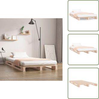 vidaXL Palettenbett 100x200 cm Massivholz Kiefer - Holzbett - Kiefernholzbett - Palettenbett - Landhausbett - Doppelbett