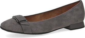 Caprice Damen Ballerinas Memotion aus Wildleder mit Blockabsatz Weite G, Grau (Dk Grey Suede), 38 EU