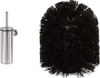 Tiger Boston Toilettenbürste mit Halter, Edelstahl gebürstet & WC-Bürstenkopf, Ersatzbürste aus Kunststoff, Schwarz, passend für Verschiedene Serien der Mar