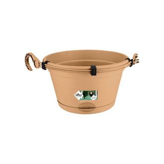 ELHO Green Basics H&auml;ngeampel 28 - Blumentopf H&auml;ngend - Pflanzentopf f&uuml;r Balkon & Au&szlig;en - &Oslash; 37.0 x H 16.5 cm - Braun/Mild Terra