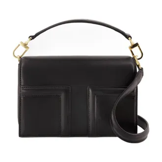 Toteme Womens Mini-T Flap Shoulder Bag Black Cowhide
