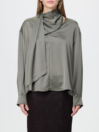 Pinko Satinbluse mit Schluppenkragen, langen &Auml;rmeln und &uuml;berschnittenen Schultern
