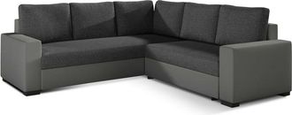 Les Tendances Les Tendances - Canapé dangle convertible simili gris et tissu gris foncé Travor 235cm