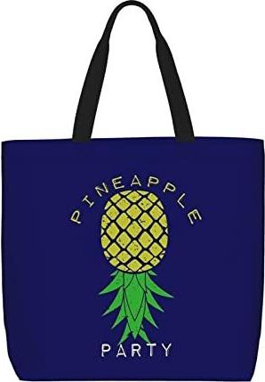 Generic Sac Fourre-Tout LAnanas &Agrave; LEnvers Joue Bien Avec Les Autres Sac &Agrave; Bandouli&egrave;re En Toile Personnaliser Lavables Sacs &Agrave; Main, Pour Voyage, Femmes, &Eacute;cole,