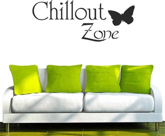 Indigos UG Indigos UG - Wandtattoo Wohnzimmer - Wandaufkleber Chillout Zone Chilln Chillen Entspannung 80x32, schwarz w044 - Aufkleber Kinderzimmer Schlafzimmer 