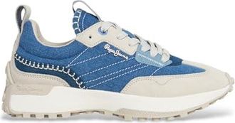 Pepe Jeans London Baskets en Cuir Bleu Lucky Denim