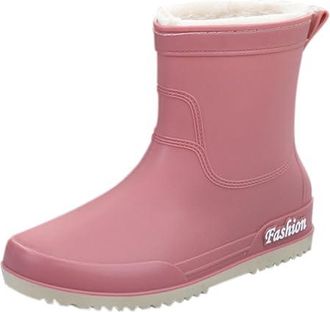 Generico Richymfa Bottes de pluie pour femme, antid&eacute;rapantes, l&eacute;g&egrave;res, avec poils, coupe-vent, moyen, hauteur, bottines, couleur unie, de travail, bottines, de
