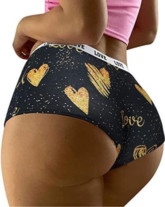 Generico Culotte en Coton Taille Haute pour Femmes Boxer pour Femmes avec Impression Amusante de Coeurs Sous-V&ecirc;tements Confortable &Eacute;lastique Culotte de Saint V