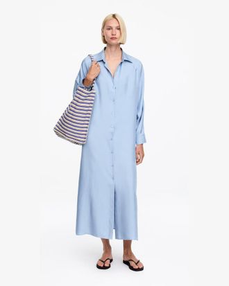 Arket Hemdkleid Aus Seidentwill -Blau