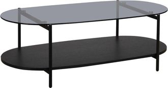 Oviala Table basse moderne ovale L 120 cm en verre bois noir