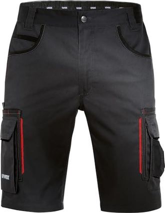 Uvex Tune-up Pantalon de Travail Court pour Hommes - Pantalon Cargo pour Hommes pour Le Travail - Short avec de Nombreuses Poches & 35% Coton - Noir-Rouge 