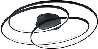 Trio Leuchten LED Deckenleuchte Gale 673918032, Metall Schwarz matt, inkl. 50 Watt, Switch Dimmer, 80cm x 65cm