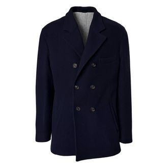 Eleventy Homme, Manteaux, Bleu, Taille: 2XL Peakot Doppiopetto