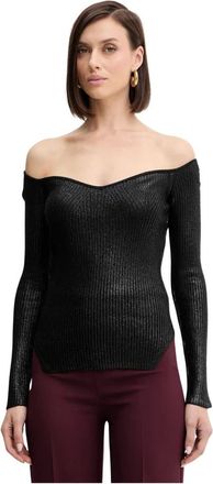 Simona Corsellini Femme, Pulls, Noir, Taille: 36 FR Pull en maille c&ocirc;tel&eacute;e