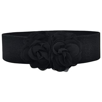 Generic Ceinture &eacute;lastique large pour robes pour femmes, Noir, Taille unique