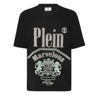 Philipp Plein Femme, Tops, Noir, Taille: 38 FR Jersey T-Shirt Col Rond SS Marvelous