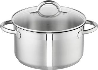 Schulte Ufer Fleischtopf Loop, 24cm, ca. 5,5 l, mit Glasdeckel, 18/10 Stahl, Silber