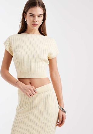 4th & Reckless &Auml;rmelloses, tailliertes Oberteil aus Rippstrick in Buttergelb, Kombiteil