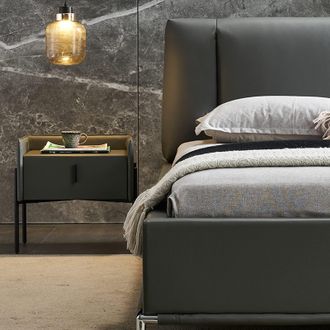 Generic Grauer Nachttisch Mit 1 Schublade - Moderner Nachttisch Mit Ablage, Metallbeinen, Einfache Montage, 40 X 53 X 50 cm