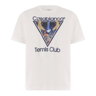 Casablanca Homme, Tops, Blanc, Taille: L T-shirt en coton imprim&eacute;