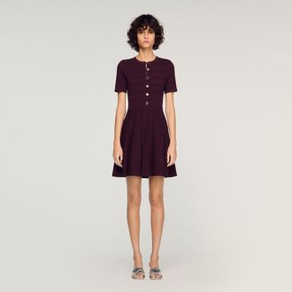 Sandro Robe courte en maille imprim&eacute; fleur