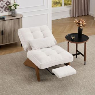 STILVORA Fauteuil Relax Inclinable avec Repose-pieds et Coussin Lombaire Structure Stable Pieds en Bois Massif en Velours C&ocirc;tel&eacute; Rouge Vin