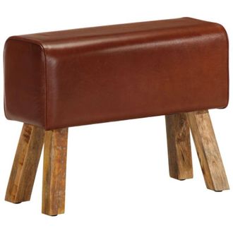 vidaXL Vidaxl - Banc saut de cheval 58cm Marron Cuir v&eacute;ritable et bois manguier