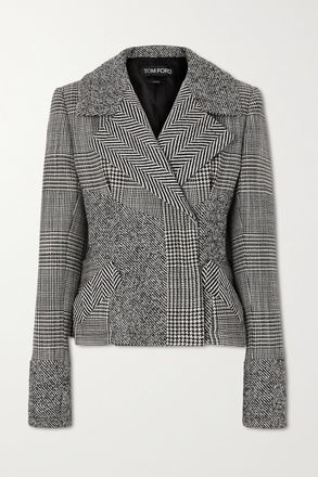 Tom Ford Jacke Aus Tweed In Patchwork-optik Mit Sch&ouml;&szlig;chen - Grau