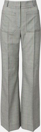 Victoria Beckham Pantalon droit en laine vierge &agrave; carreaux