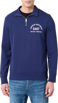 GANT Herren Printed Graphic Half Zip Sweatshirt, Persian Blue, 3XL