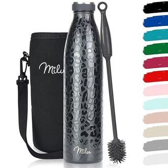 Milu Bouteille deau en Acier Inoxydable - Double paroi isolée sous vide - Bouche Standard Gourde - 350ml 500ml / 750ml / 1000ml/ 1.5l - sans BPA - Thermo G