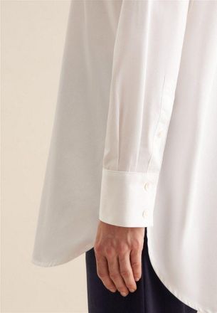 Seidensticker Langarmbluse Seidensticker FASHION-BLUSE Damen Langarm Kent Oversized Wei&szlig;