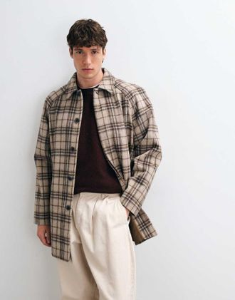 Asos manteau effet laine &agrave; carreaux beige-Neutre