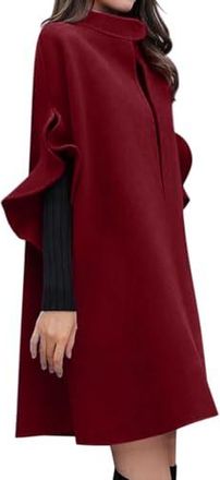 ORANDESIGNE Manteau Femme Hiver Chic Long Veste Poncho Cape Chale Elegant Cardigan Chaud Duffle Coat Laine Caban Blouson Ample Fluide Cérémonie Mode Outwear Wool 