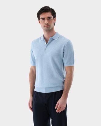 van Laack Strick Poloshirt mt Kaschmir und Jacquard Struktur