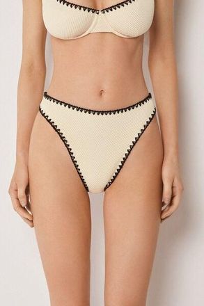 Calzedonia Brazilian-bikinihose Mit Hohem Bund Bicolor Embroidery Wei&szlig;