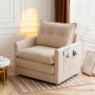 Generic 360° drehbarer Loungesessel mit Armlehnen, großes Einzelsofa für Wohnzimmer, Schlafzimmer, Arbeitszimmer und Büro, Sessel im modernen Stil mit Kissen,