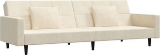 vidaXL Schlafsofa 2-Sitzer mit 2 Kissen Creme Samt Vidaxl