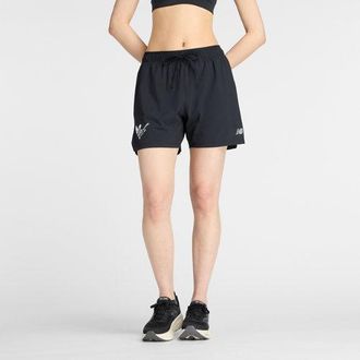 New Balance Damen Valencia Marathon RC Short 3 in Schwarz, Polywoven, Gr&ouml;&szlig;e S