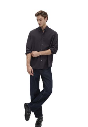Mavi Herren ONE Pocket Shirt Langarmshirt, Black Bean, XXL