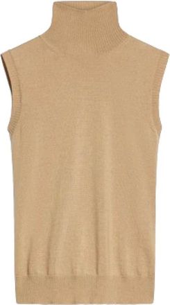 Sportmax Femme, Pulls, Brun, Taille: 40 FR Ardenza Pull Sans Manches &agrave; Col Roul&eacute;