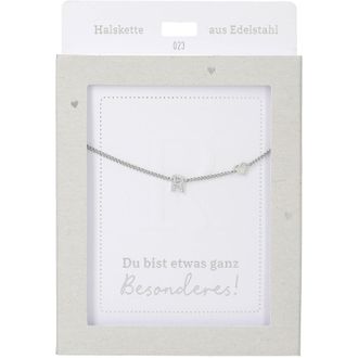 Depesche 13895.23 Halskette mit Buchstabe R und Herz, versilbert, variabel in der Länge tragbar (42 cm + 5 cm), als Geschenk oder kleine Aufmerksamkeit