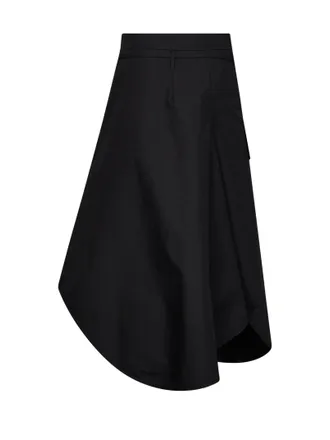 Bottega Veneta Womens Long Asymmetric Cotton Skirt Black