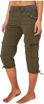 Generic Pantalon Leger Ete Femme L&eacute;ger Fluide en Lin &Eacute;t&eacute; Pantalon D&Eacute;t&eacute; Multi Poches pour Femmes Salopette De Sport D&eacute;contract&eacute;e en Plein Court Short Cargo Et 