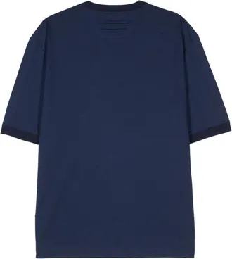 Ermenegildo Zegna Ribbed-Trim Cotton T-Shirt - Navy